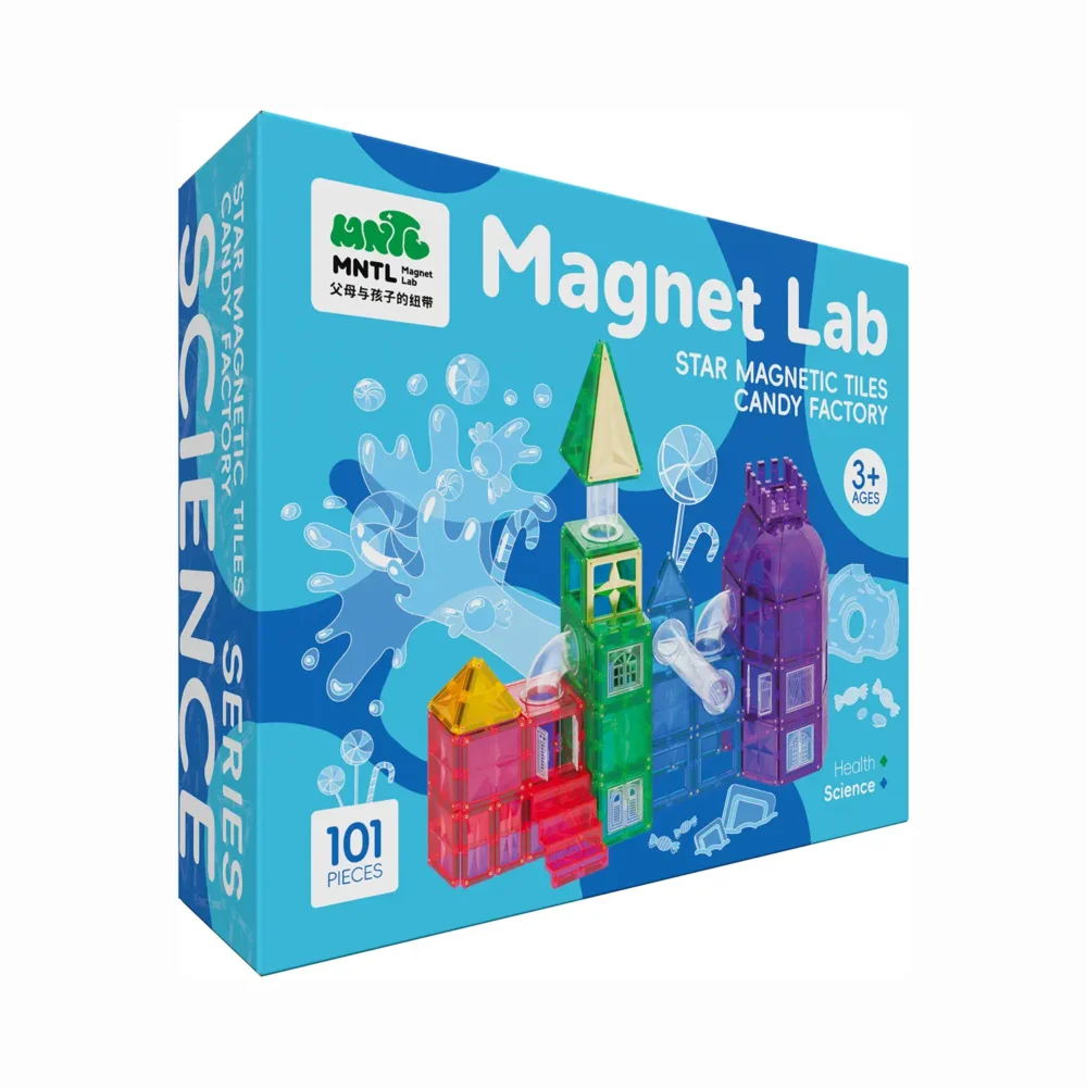 101Pcs Premium Magnetic Tiles – Candy Factory Series – MNTL Magnet Lab